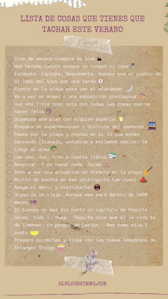 Lista de cosas que tienes que tachar este verano